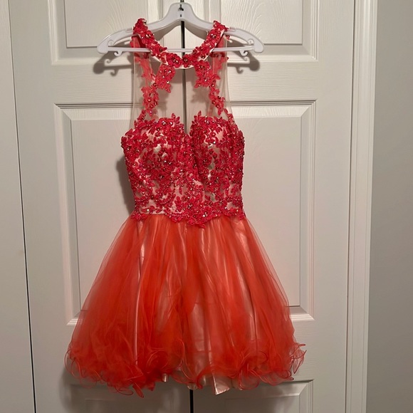 Dresses | Halter Neck Sequins Lace Tool Mini Dress | Poshmark